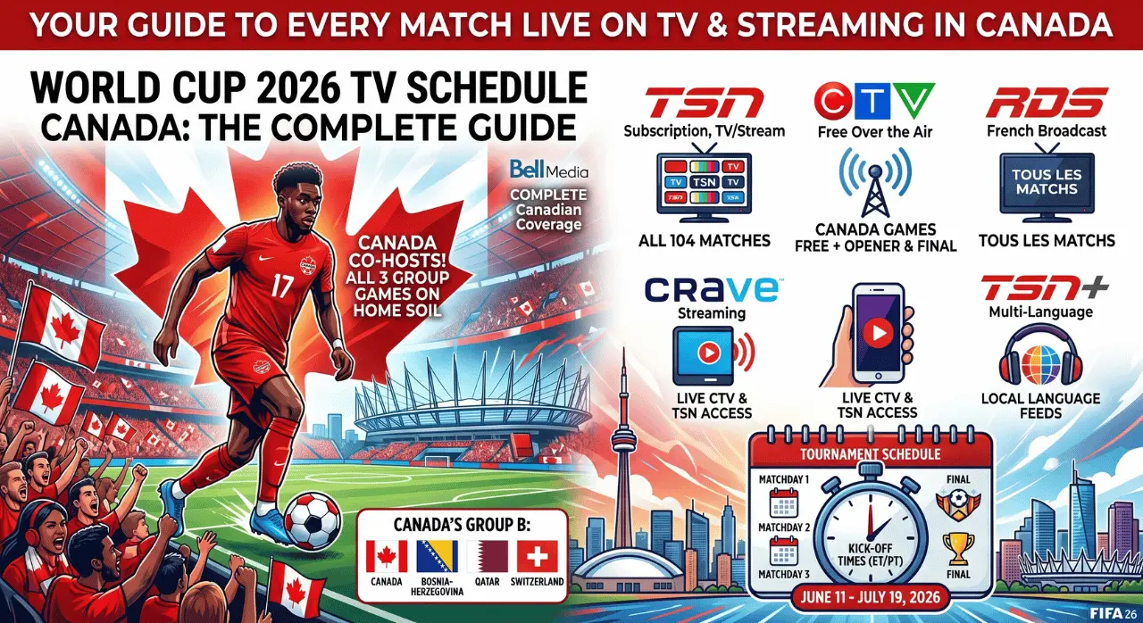 World Cup 2026 TV Schedule Canada: Channels, Times & Free