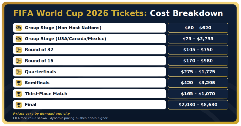 FIFA World Cup 2026 Ticket Prices: Complete Cost Breakdown [$60–$8,680]