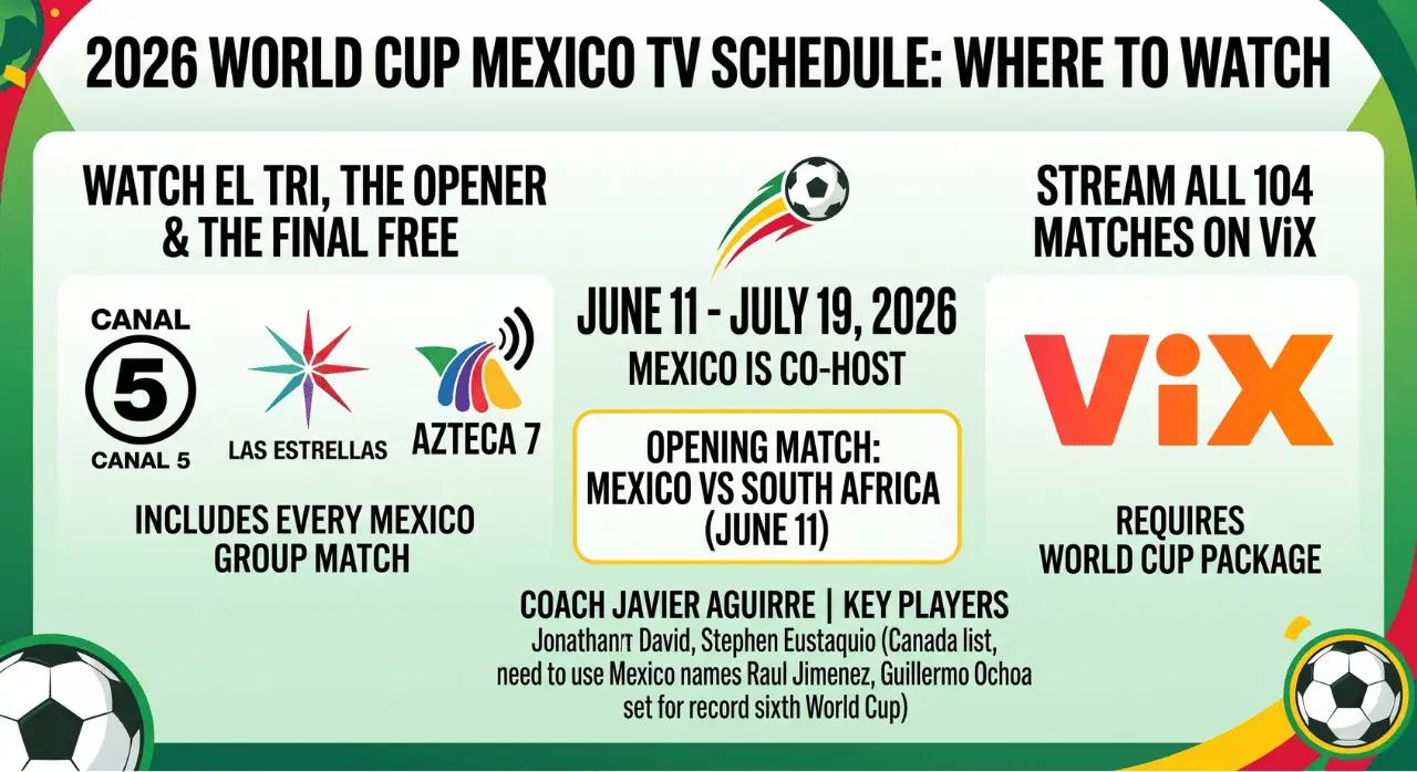 World Cup 2026 TV Schedule Mexico: Channels, Stream & Free